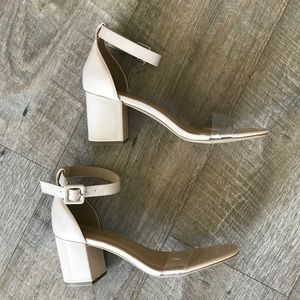 Cityclassified | Shoes | Retro Patent Nude Clear Strap Block Heel ...